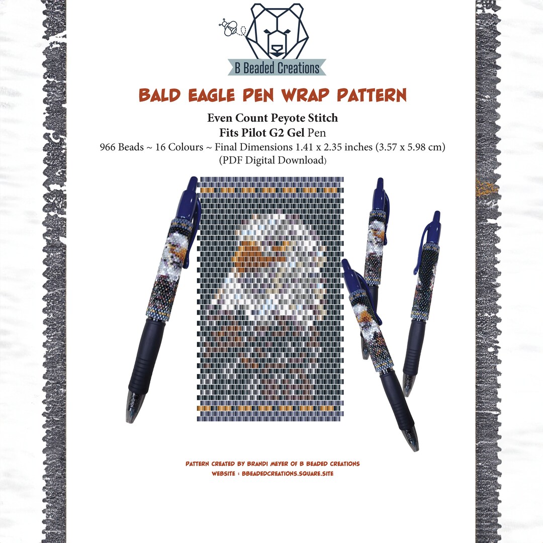 Bald Eagle G2 Pen Wrap Pattern Even Count Peyote - Etsy