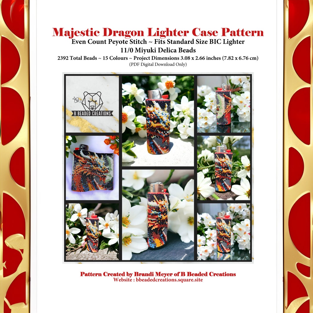 Majestic Dragon Lighter Case Pattern in Even Count Peyote Stitch - Etsy