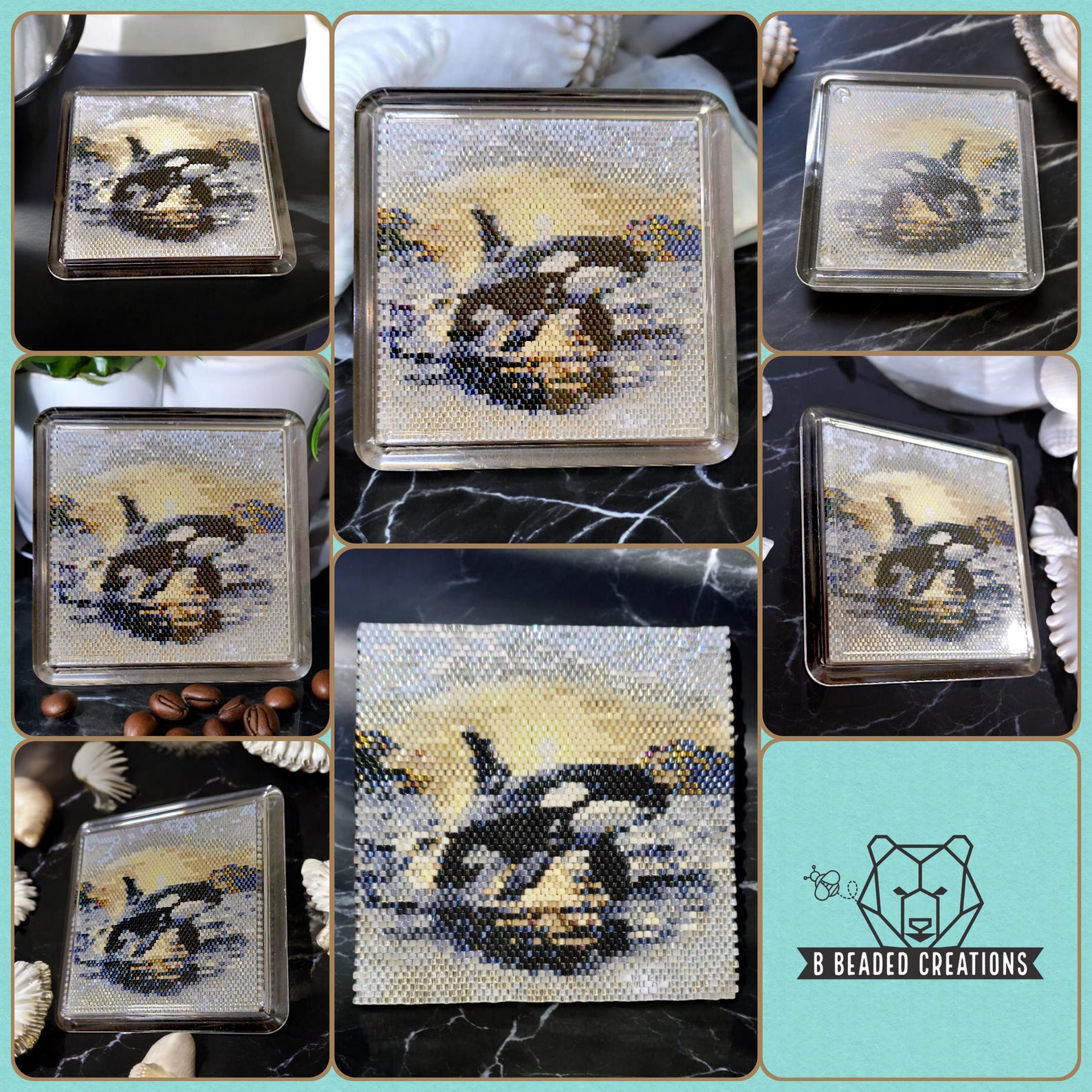 Pacific Northwest Marine Animal Even Count Peyote Coaster Patterns *SET ...