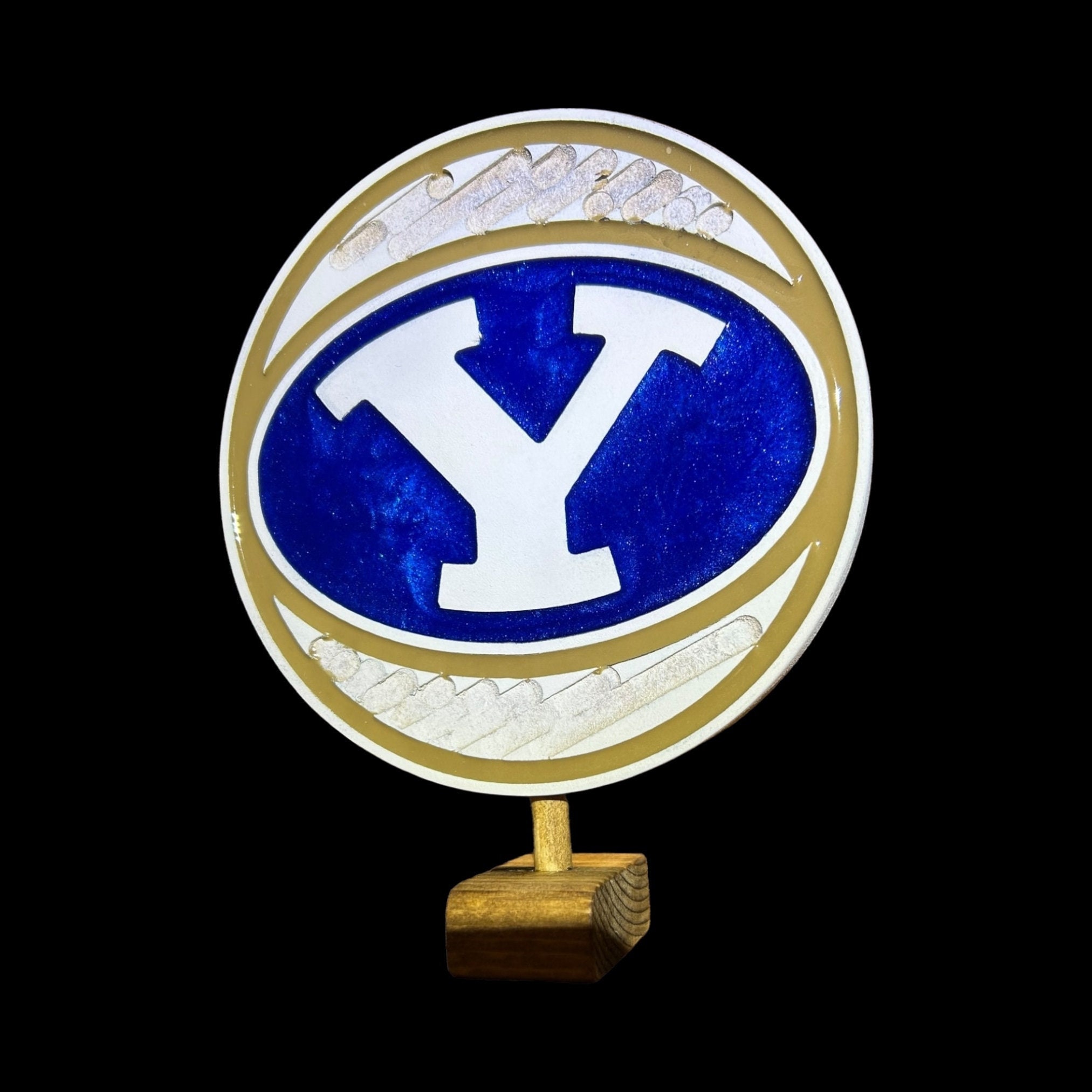 BYU Wood and Epoxy Desk Sitter BYU Wood Art BYU Office Decor Kids Decor ...