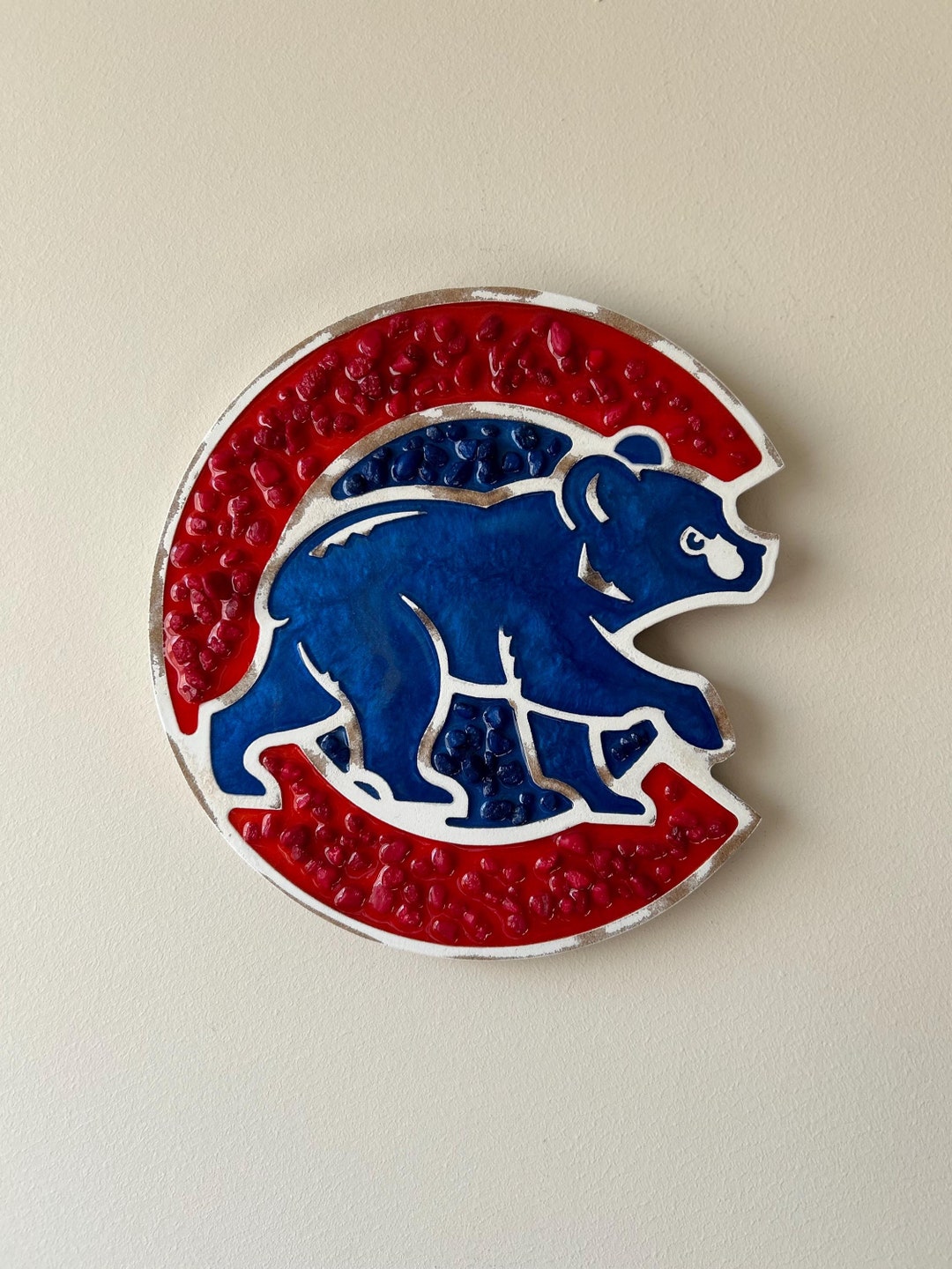 Chicago Cubs Wood and Epoxy Wall Hanging Decor Cubs Home Decor Chicago ...