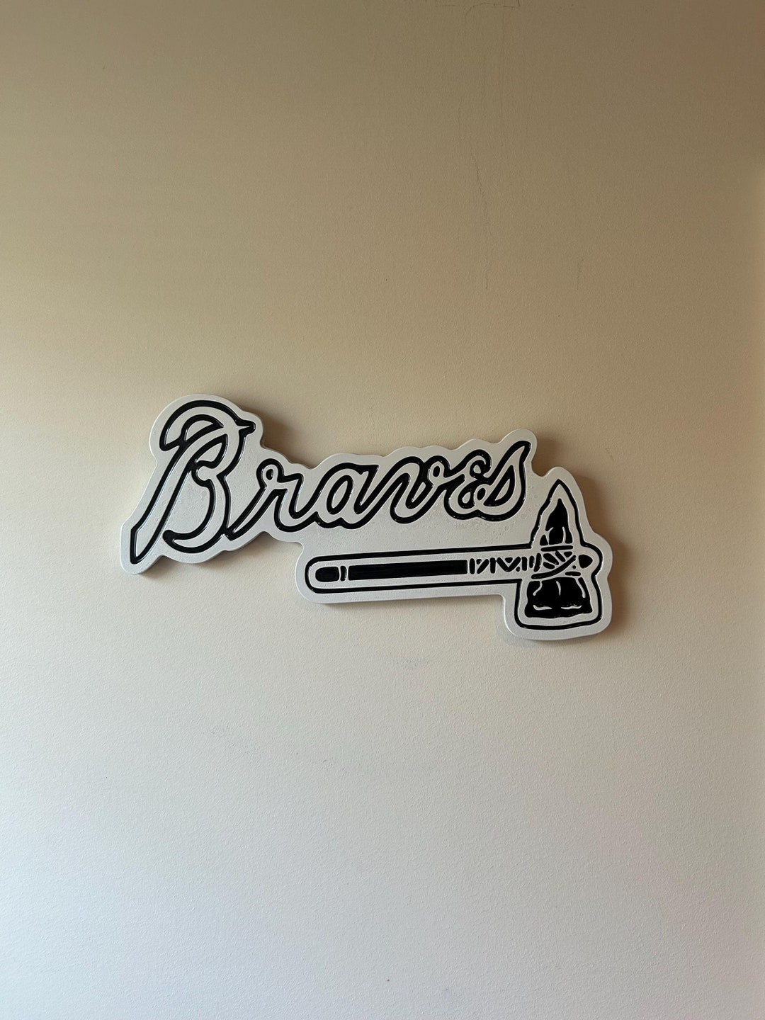 Atlanta Braves Wood Logo With Tomahawk, Braves Wall Decor, Atlanta Home ...