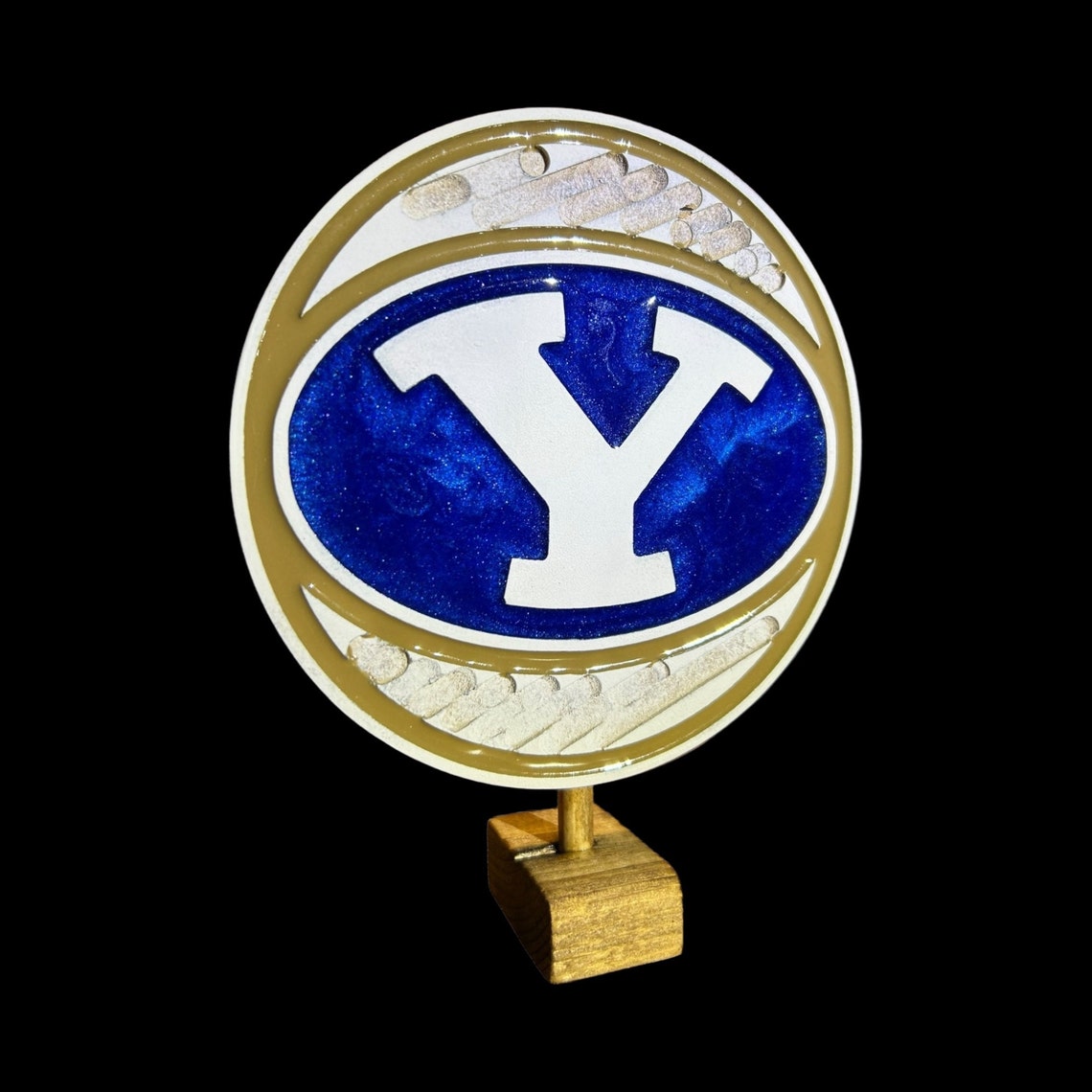 BYU Wood and Epoxy Desk Sitter BYU Wood Art BYU Office Decor Kids Decor ...