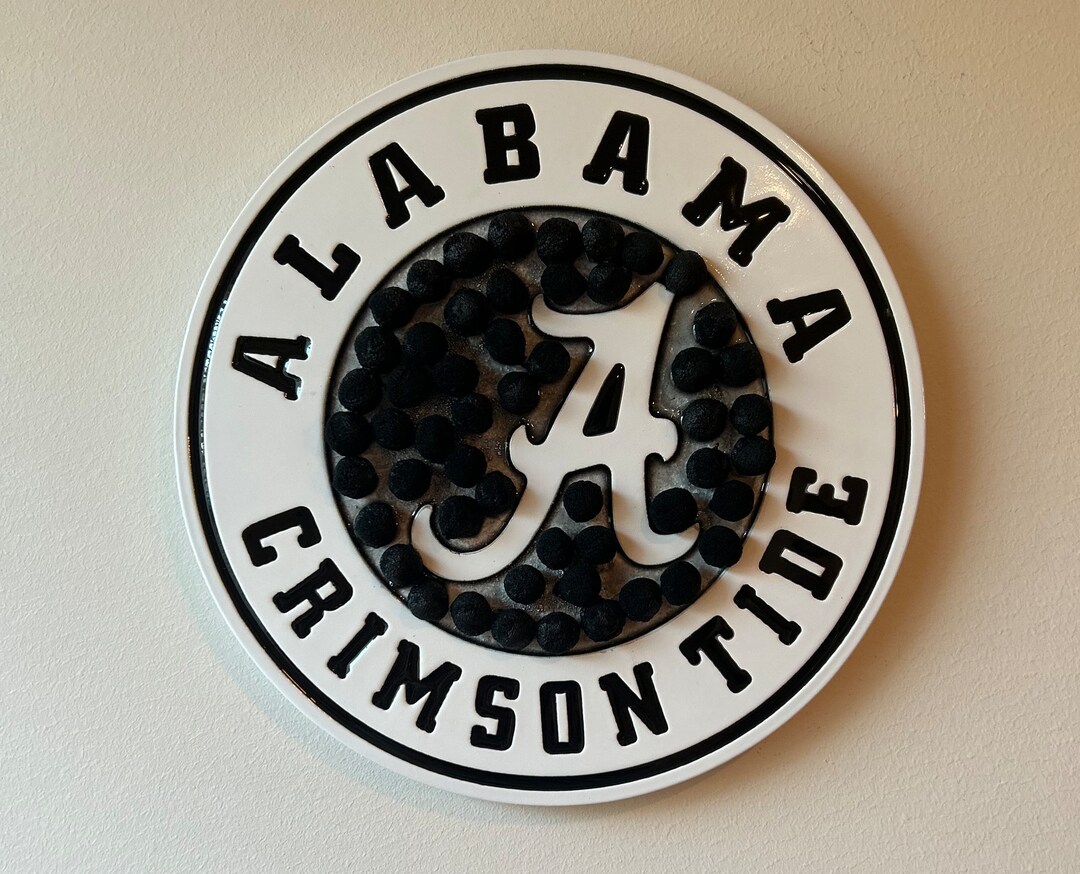 Alabama Crimson Tide Wood & Epoxy Wall Decor With Pom-poms - Etsy