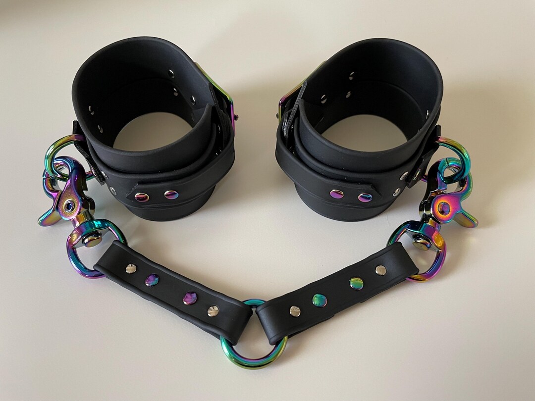 Biothane Cuffs W/ Neochrome Hardware | Wrists 6"-8.5" | Handcrafted ...
