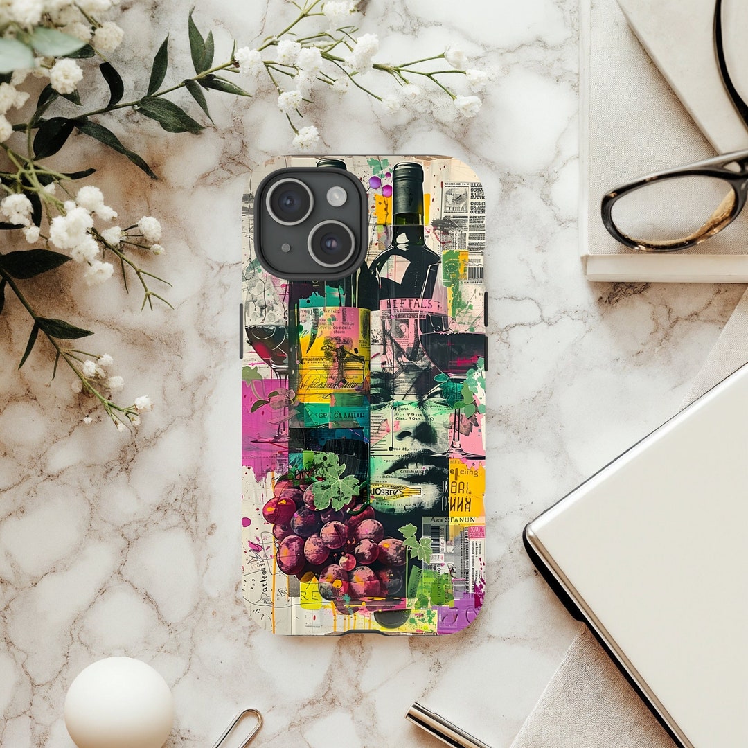 Wine Art Lithograph Collage iPhone Samsung Google Tough Phone Case ...