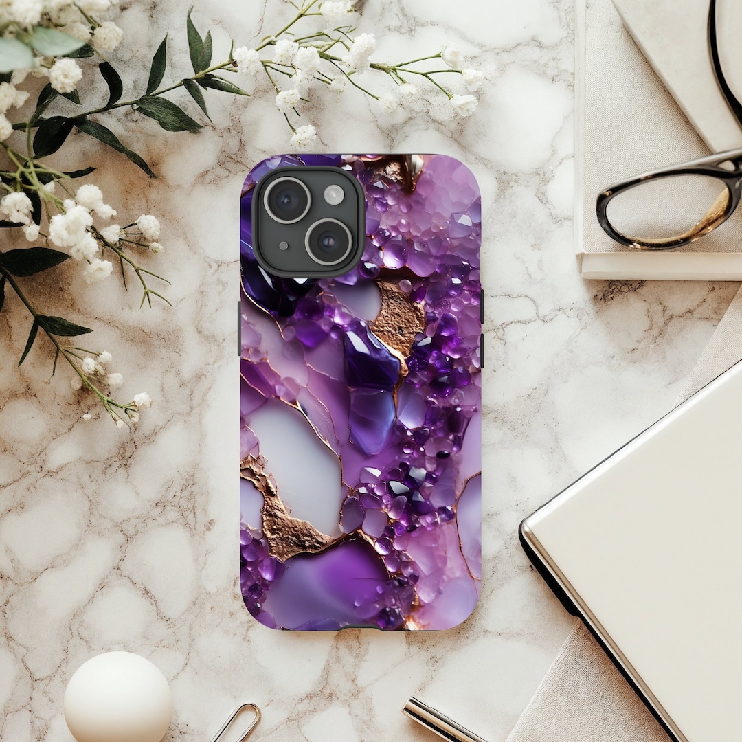 Amethyst Crystal Geode iPhone Case: Tough Phone Protection - Etsy