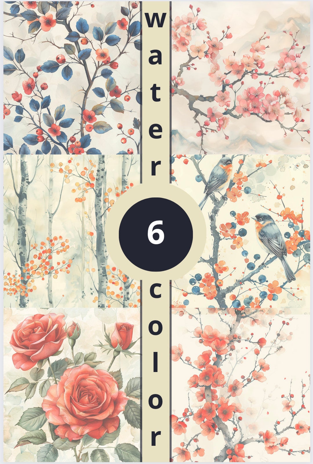 Watercolor Vintage Flowers, Digital Paper, Seamless Pattern, Printable ...