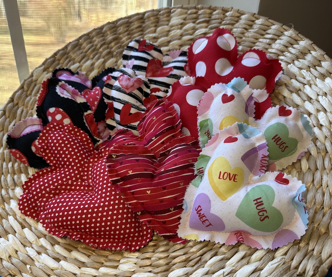 Heart Bowl Filler/valentine Fabric Heart/bowl Filler Hearts/tiered Tray ...