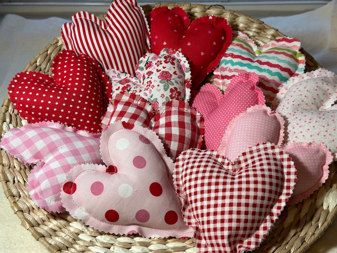 Valentine Fabric Hearts, Bowl Filler, Tiered Tray Decor - Etsy