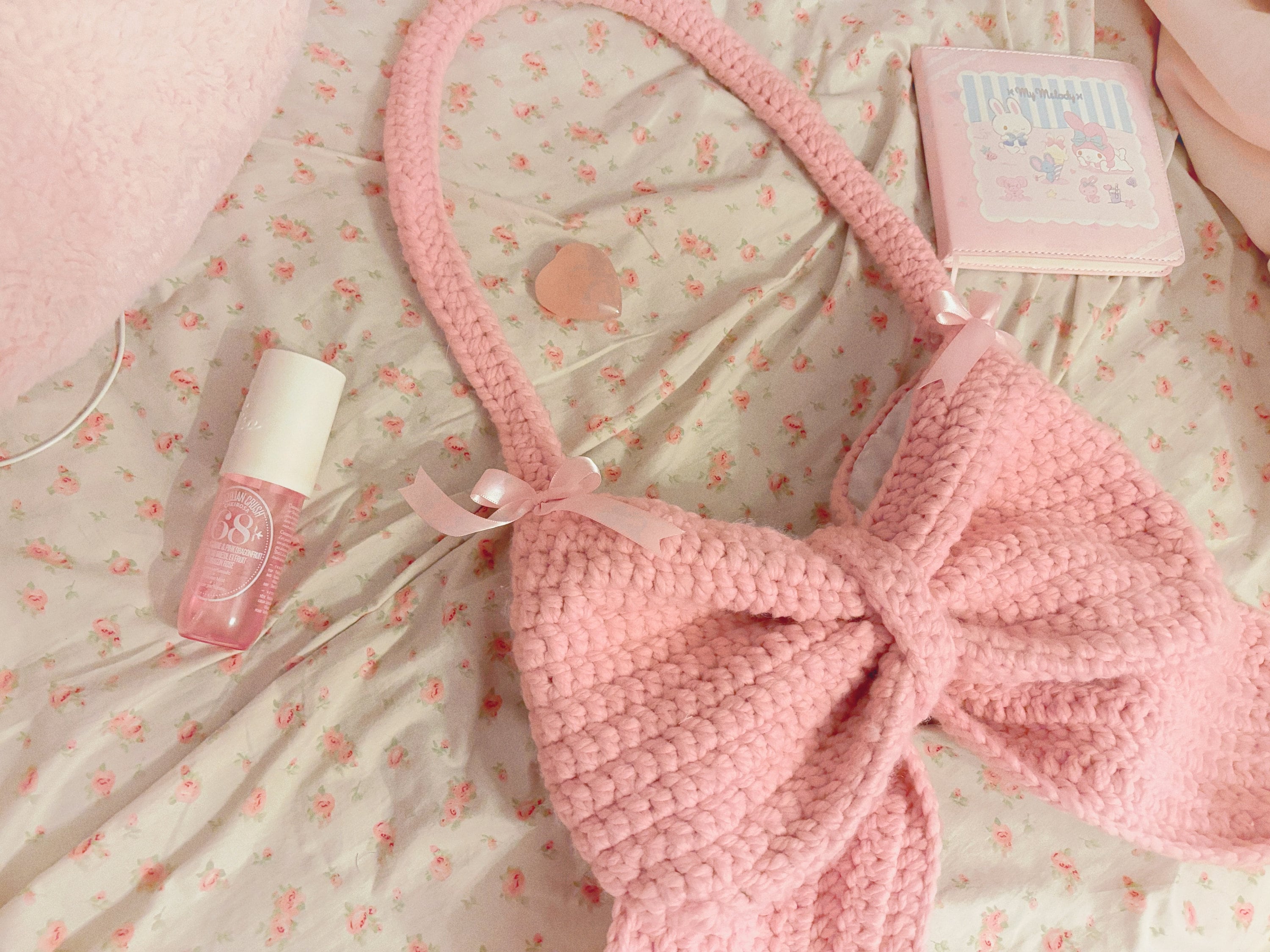 Bow Bag Crochet Handbag Cute Tote Bag Aesthetic Handmade Purse - Etsy