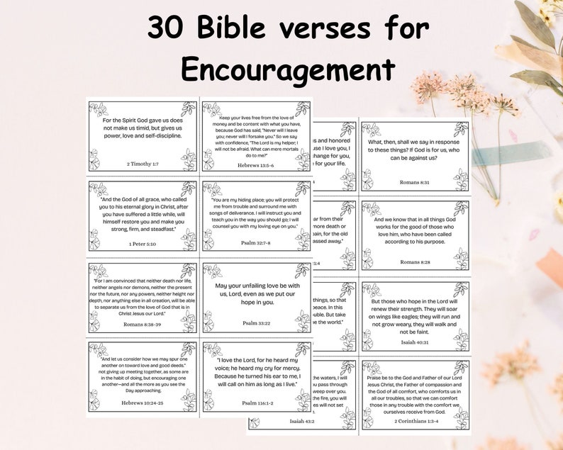 Set of 30 Days Bible Verse Cards Printable and Perfect for Inspiration ...