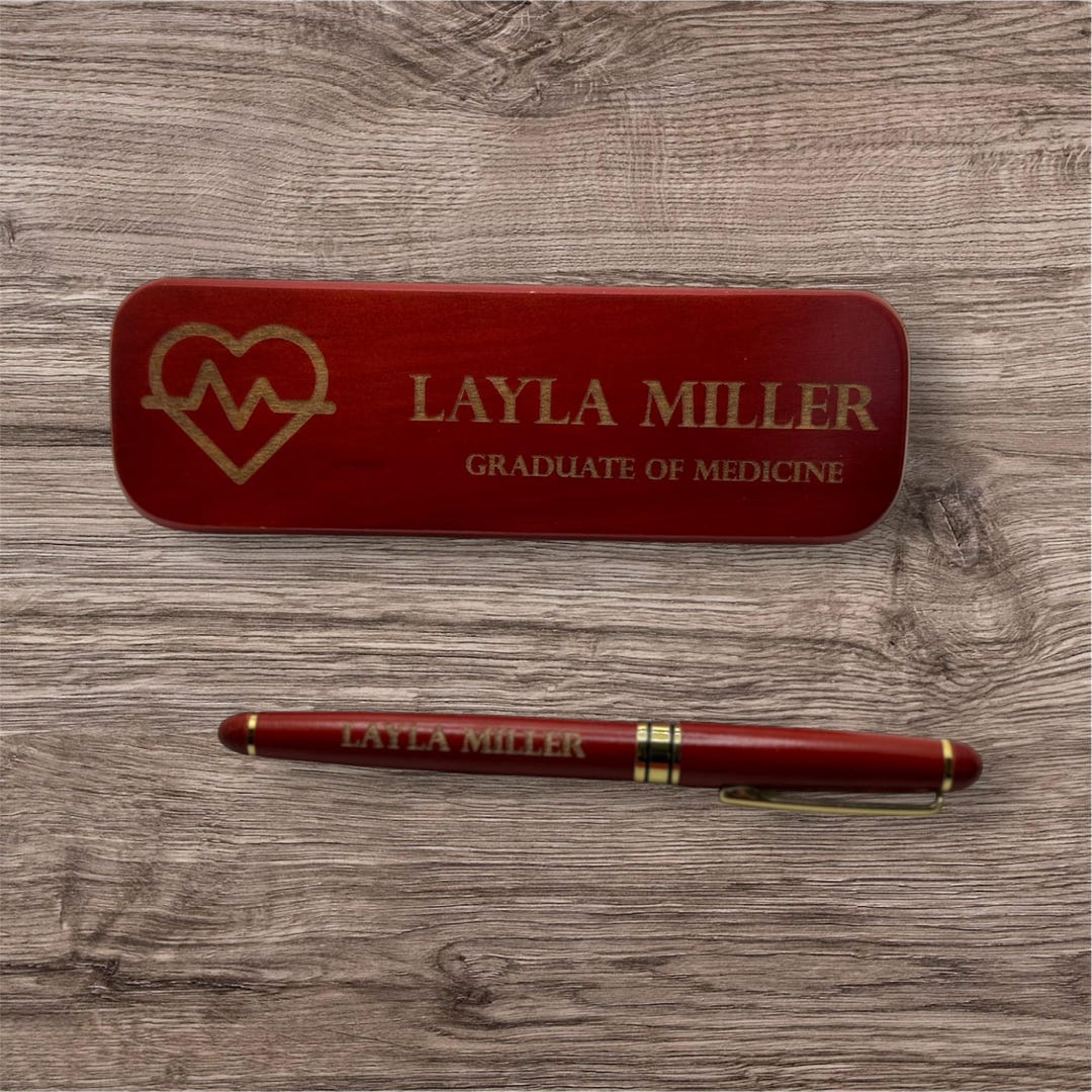 Custom Wood Pen Set | Engraved Pen Holder, Graduation Gift - Etsy