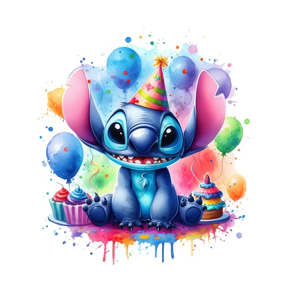 Stitch Happy Birthday Png - Etsy