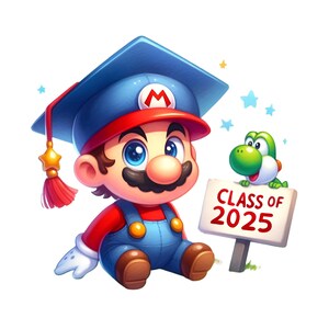 Mario Graduation PNG Image, Clipart Images, Graduation Cartoon Artwork ...