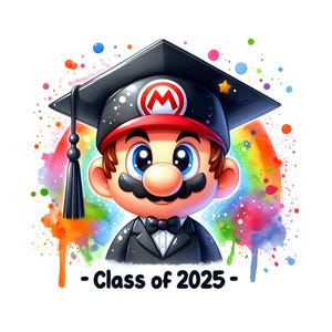 Cute Mario Graduation PNG, 2025 Grad Cap Clipart, Super Mario ...
