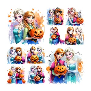 10 PNG Elsa and Anna Frozen Halloween Digital Design PNG File for ...