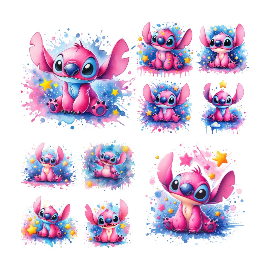 10 PNG Pink Stitch Splash Watercolor Digital Design PNG File for ...