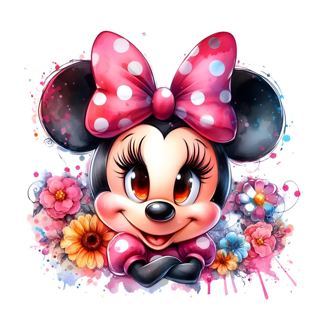 Minnie Mouse Png Colour Splash Digital Design PNG File for Sublimation ...