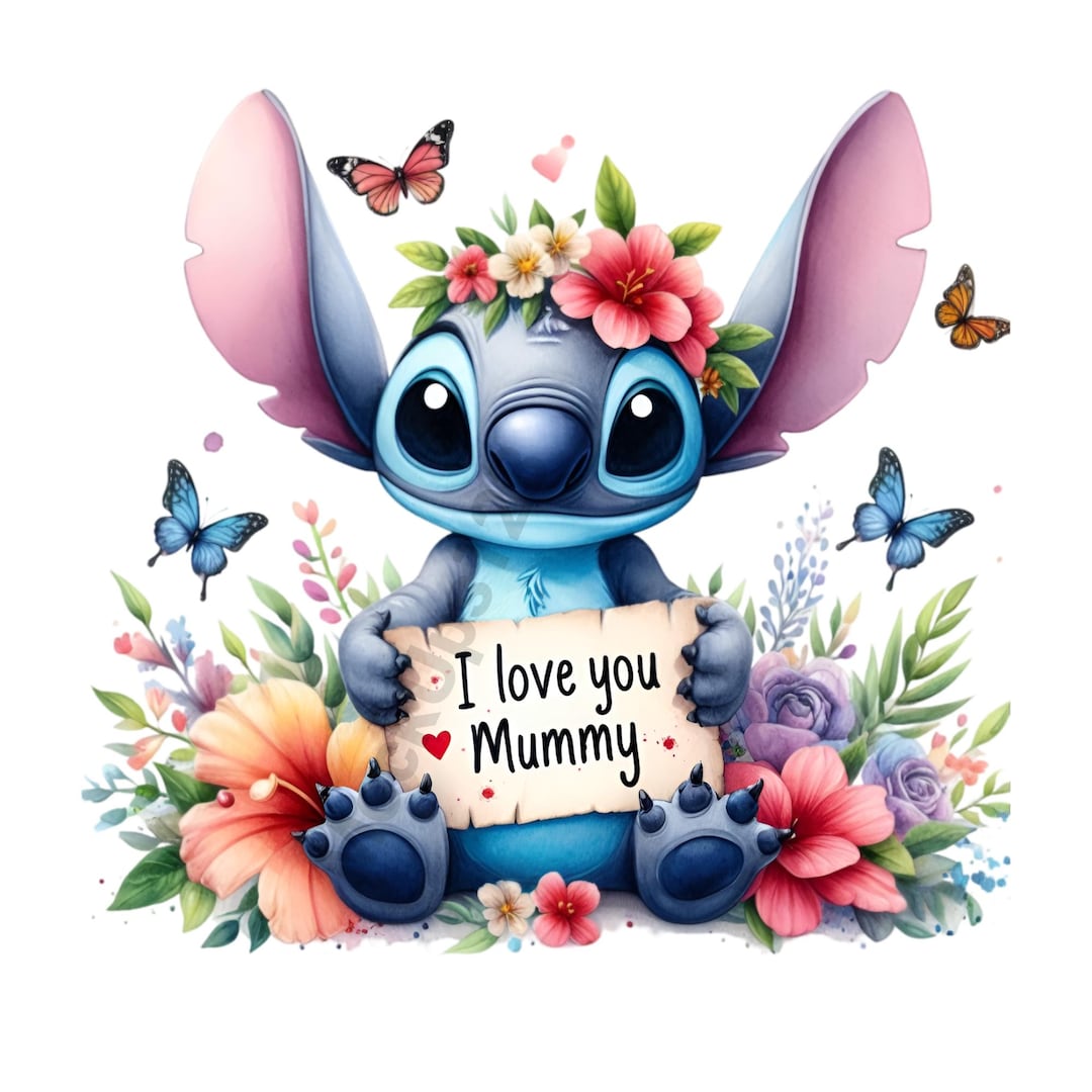 Stitch I Love You Mummy Digital Design PNG File for Sublimation - High ...
