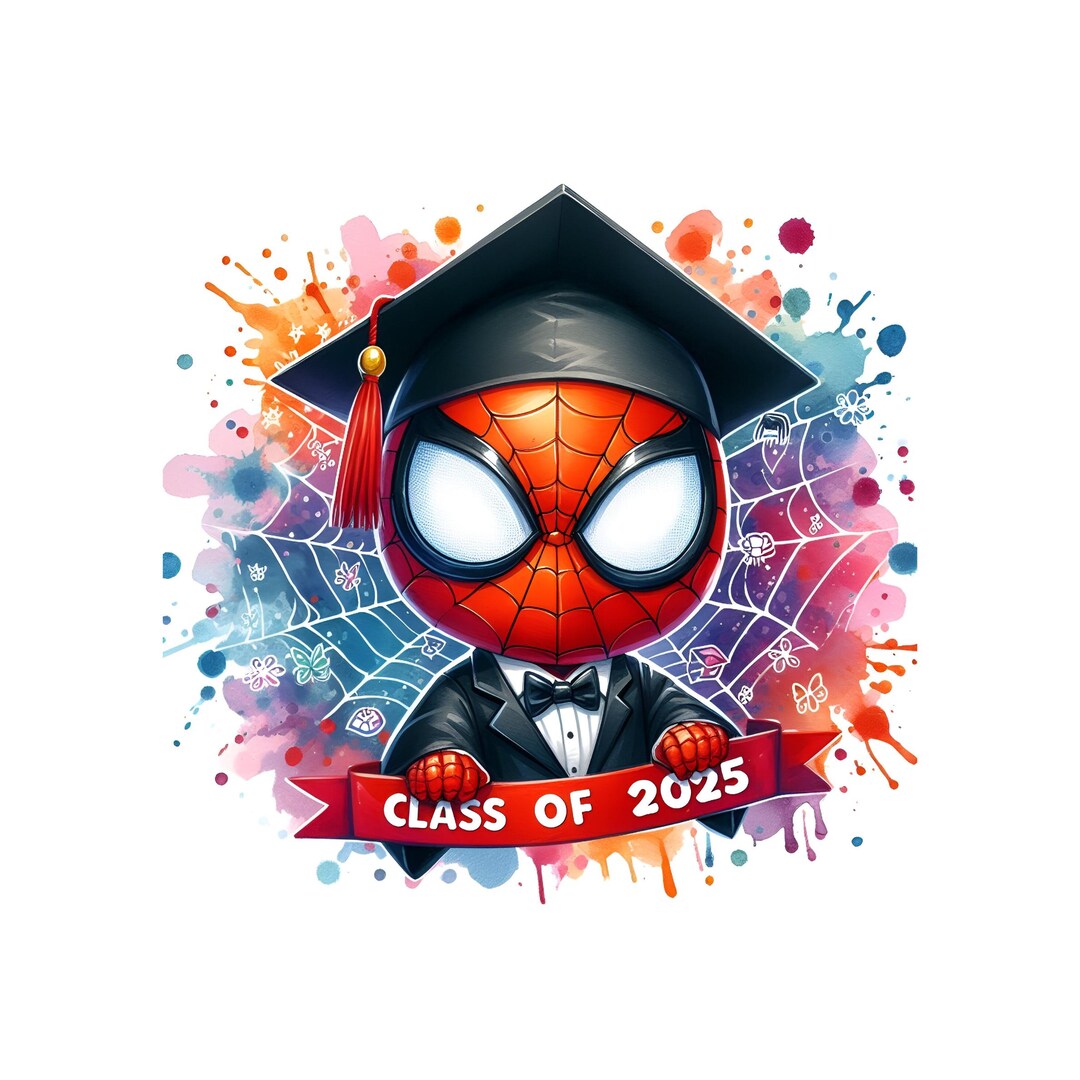Cute Spiderman Graduation PNG, 2025 Grad Cap Clipart, Superhero ...