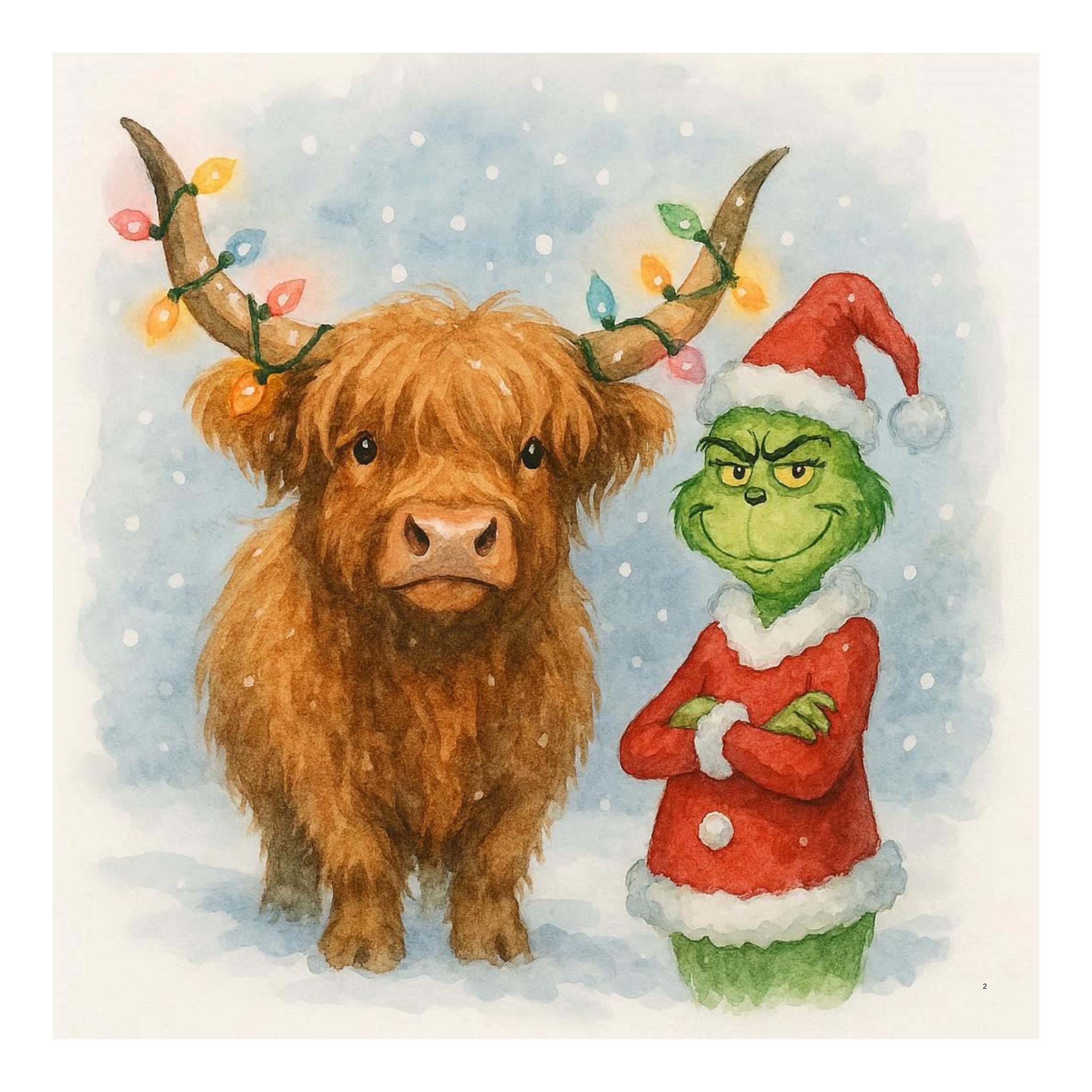 Grinch and Christmas Highland Cow Clipart Png, Christmas Png ...