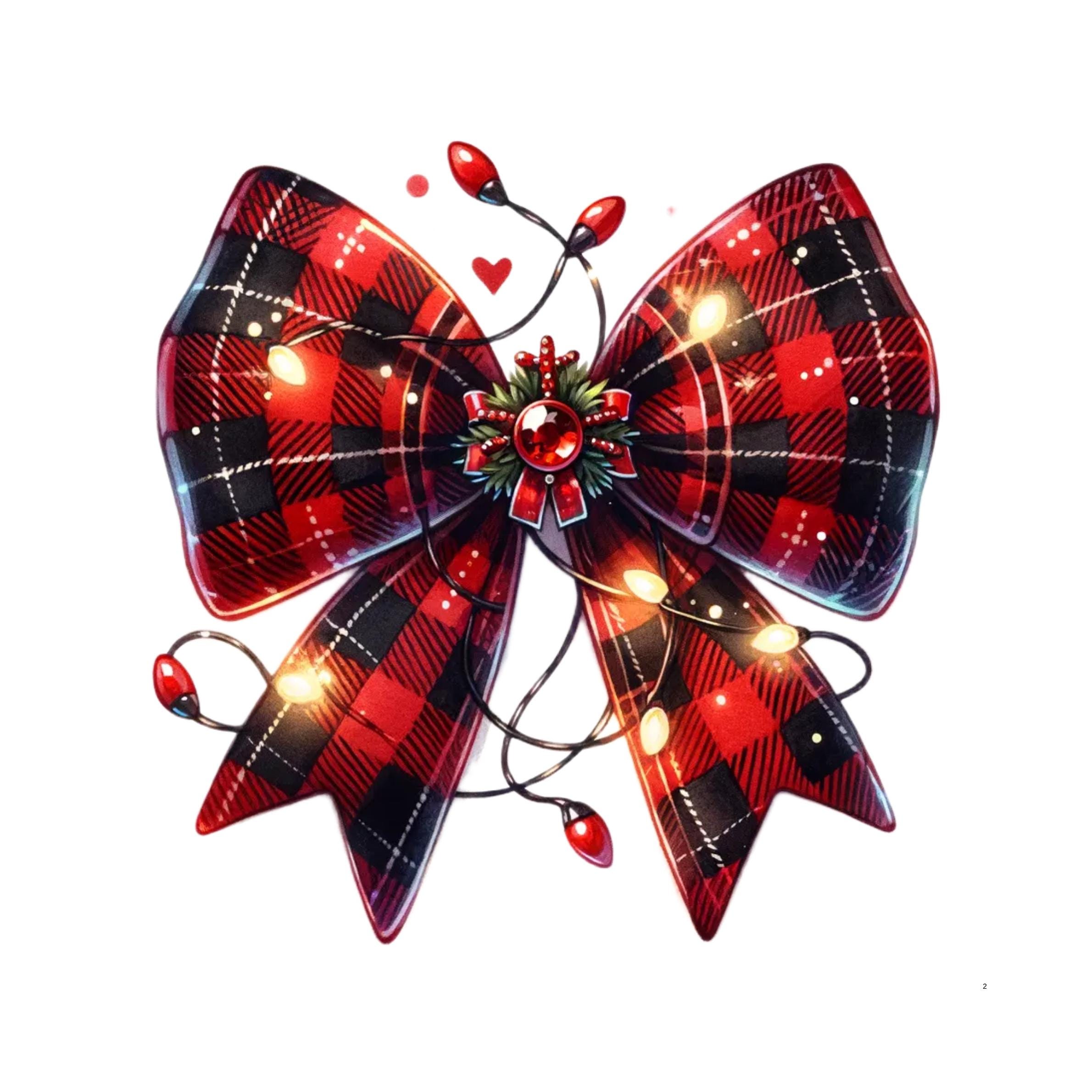 Christmas Bow Clipart,plaid Bows,printable Watercolor Clipart, High ...