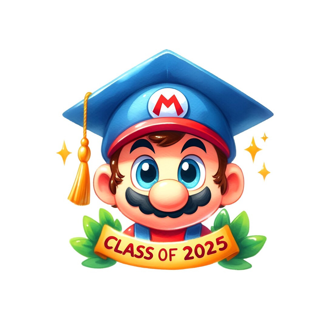 Mario Class of 2024 Graduation Watercolor Splash Clipart Image PNG ...