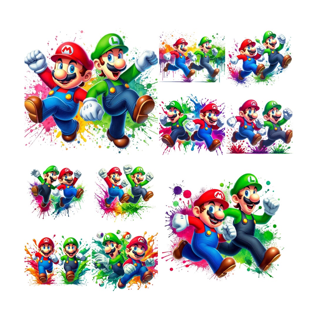 10 PNG Super Mario Splash Watercolor Digital Design PNG File for ...