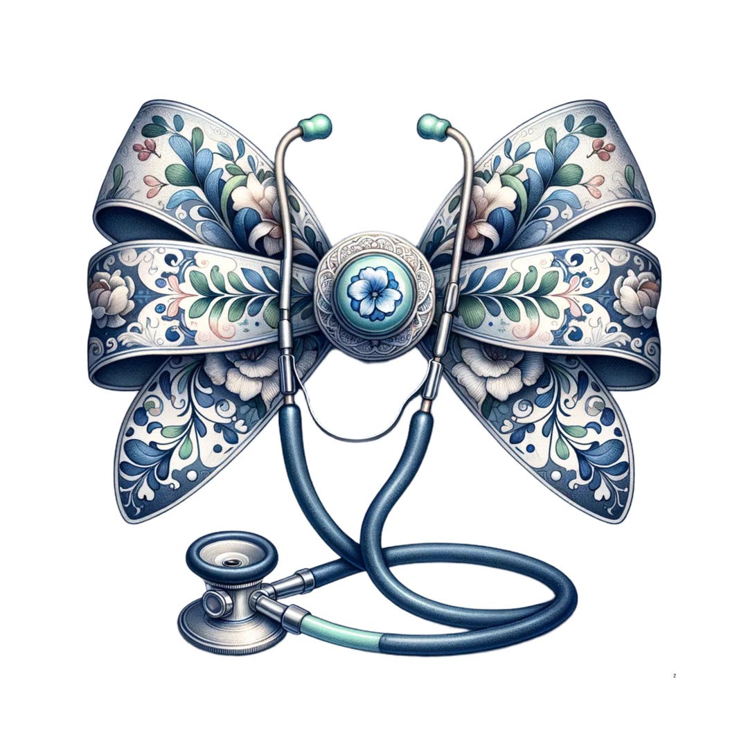 Blue Nurse Coquette Bow Stethoscope Nursing Doctor,nurse Coquette Png ...