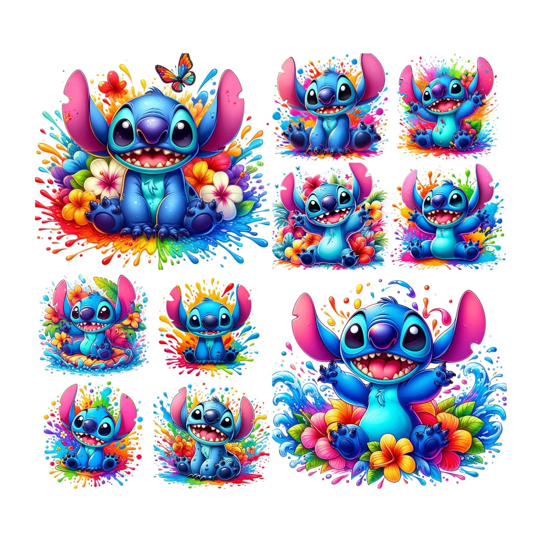 10 PNG Stitch Splash and Watercolor Digital Design PNG File for ...