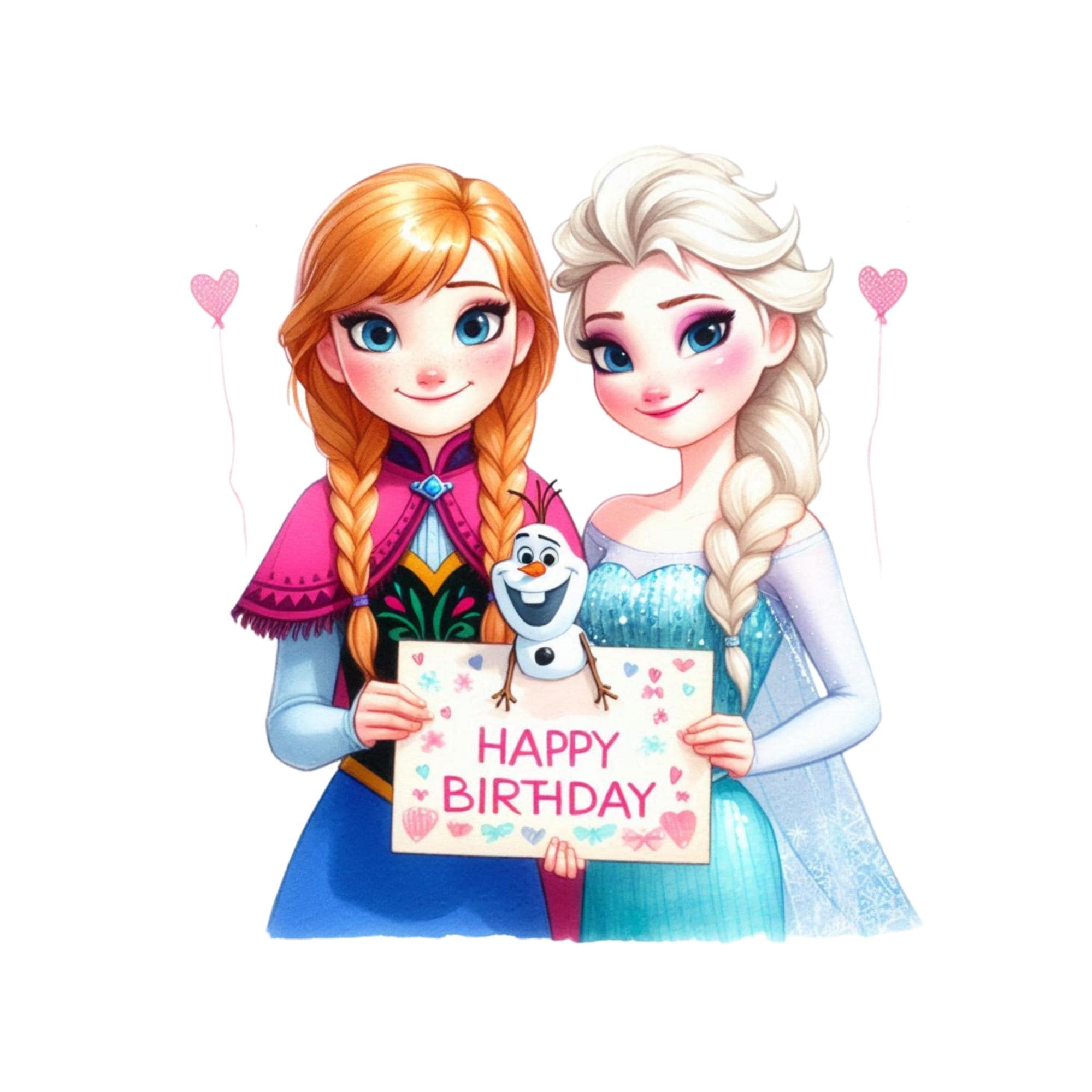 Elsa and Anna Frozen Birthday Png Watercolor Digital Design PNG File ...