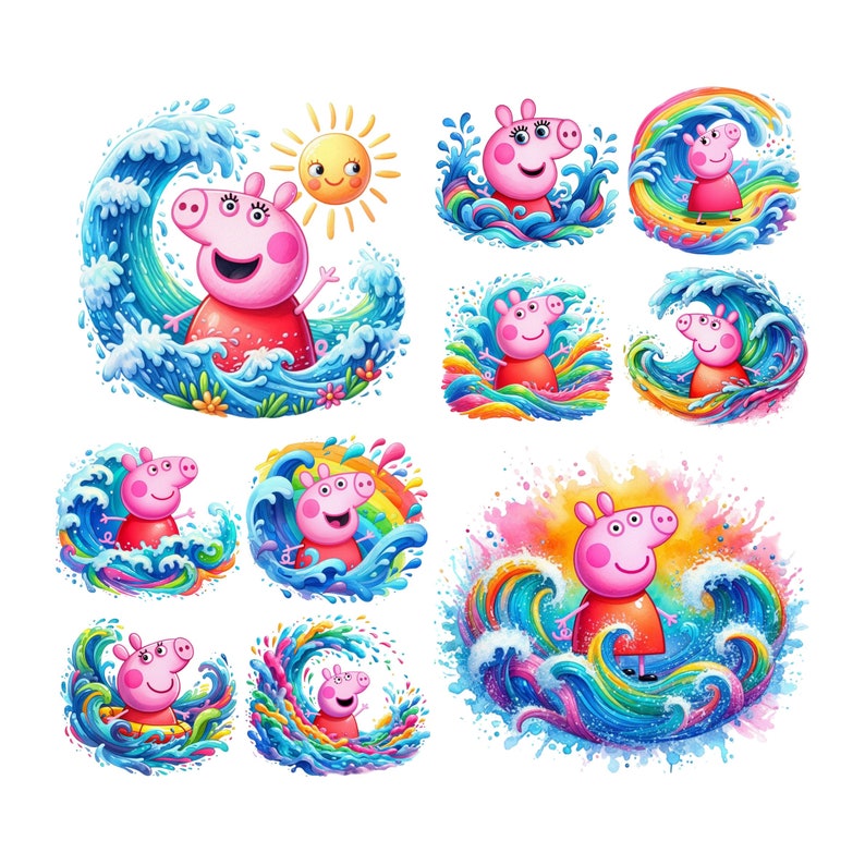 10 Pig Png Splash and Watercolor Digital Design PNG File for ...