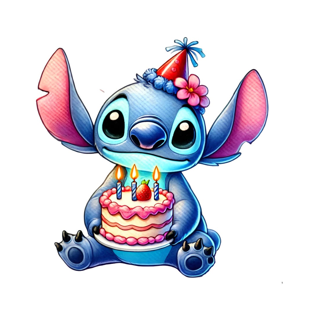 New Stitch Birthday Hat and Balloons PNG, Clipart Stitch PNG ...