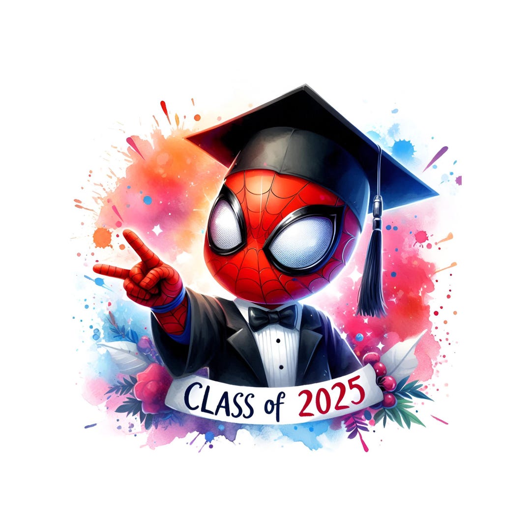Cute Spiderman Graduation PNG, 2025 Grad Cap Clipart, Superhero ...