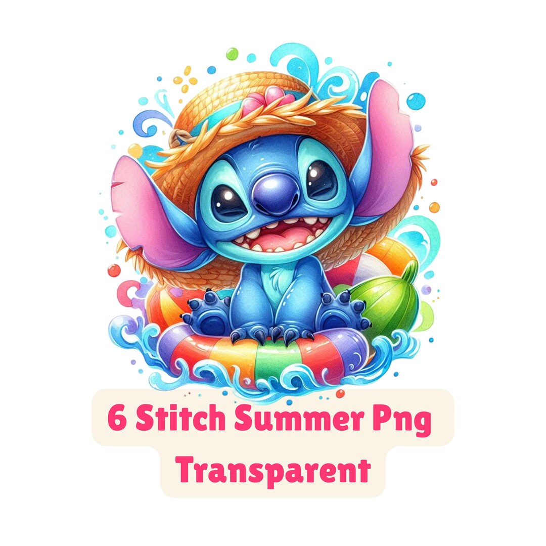 6 PNG Stitch Summer Watercolor Digital Design PNG File for Sublimation ...