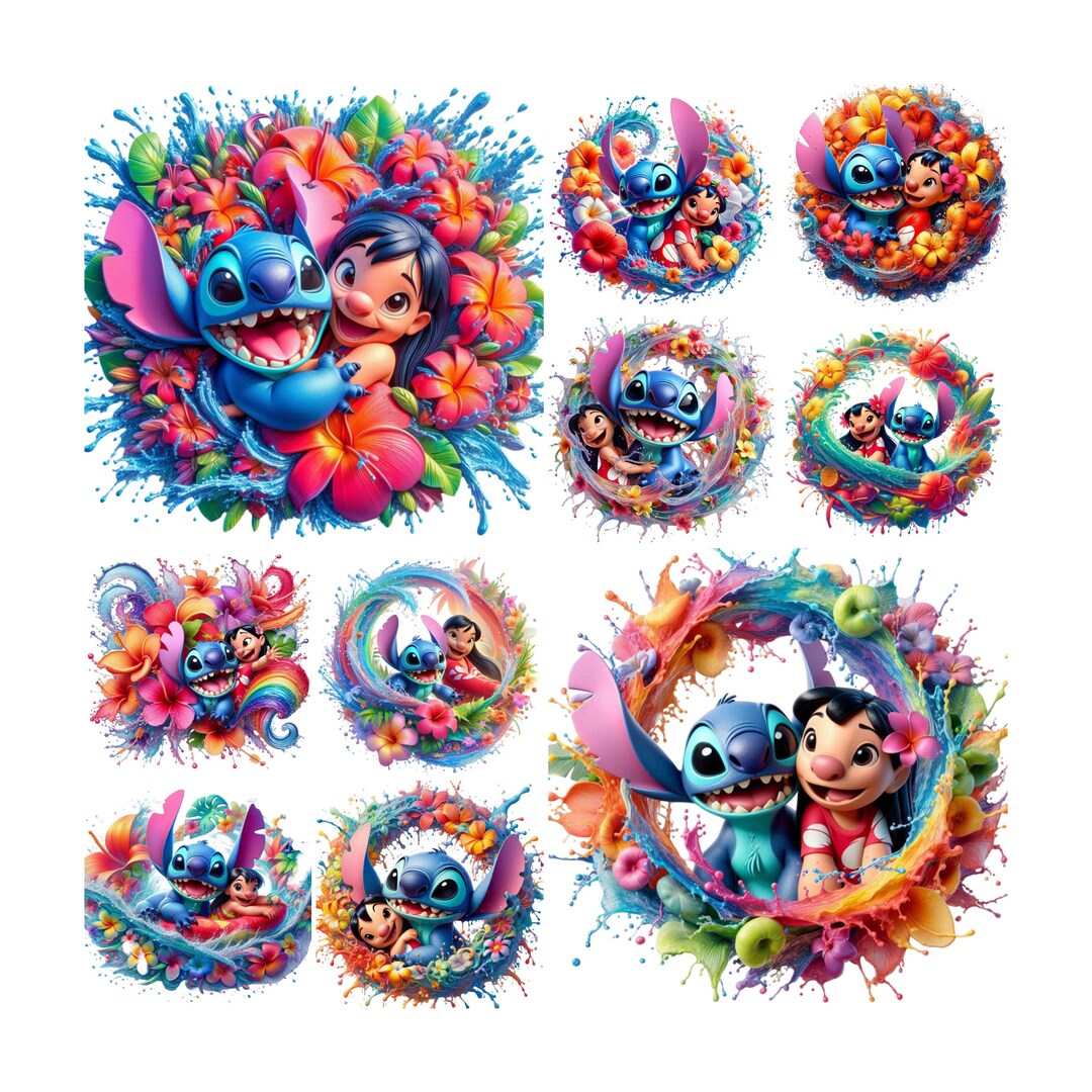 10 PNG Lilo Stitch Splash and Watercolor Digital Design PNG File for ...