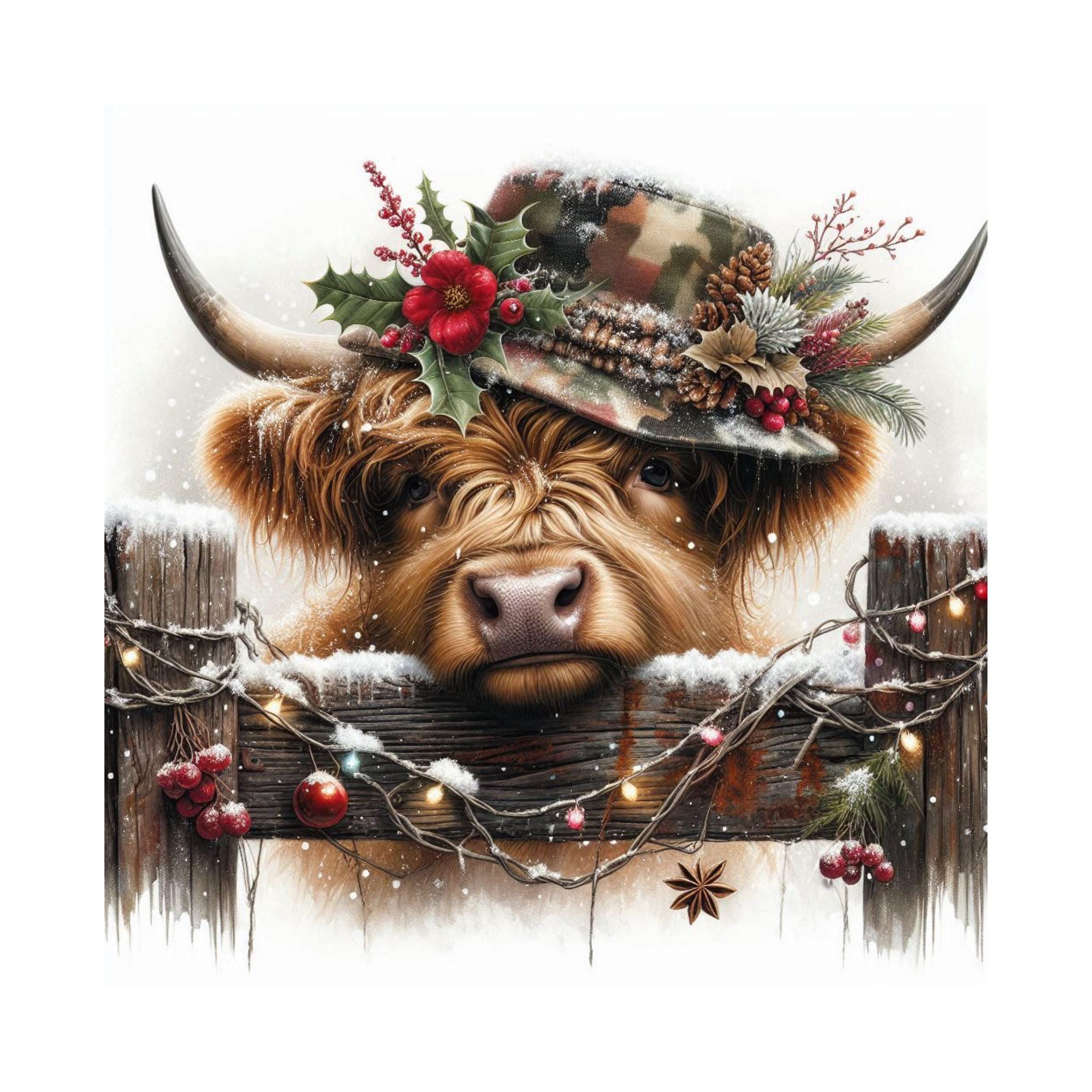 Winter Christmas Highland Cow Clipart Png Christmas Png,watercolor ...