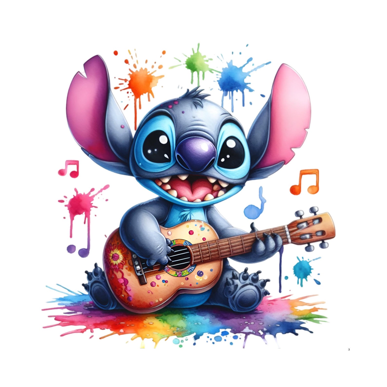 Musical Stitch Splash and Watercolor Digital Design PNG File for ...