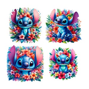 4 PNG Stitch Floarl Splash and Watercolor Digital Design PNG File for ...