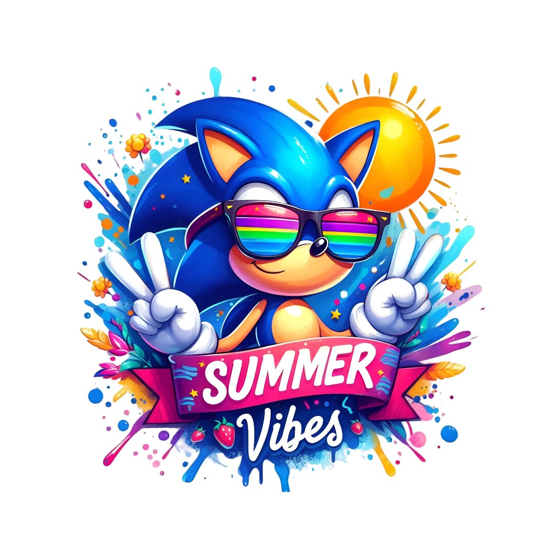 Sonic Summer Vibes PNG, Cute Sonic T-shirt Design,sonic the Hedgehog ...
