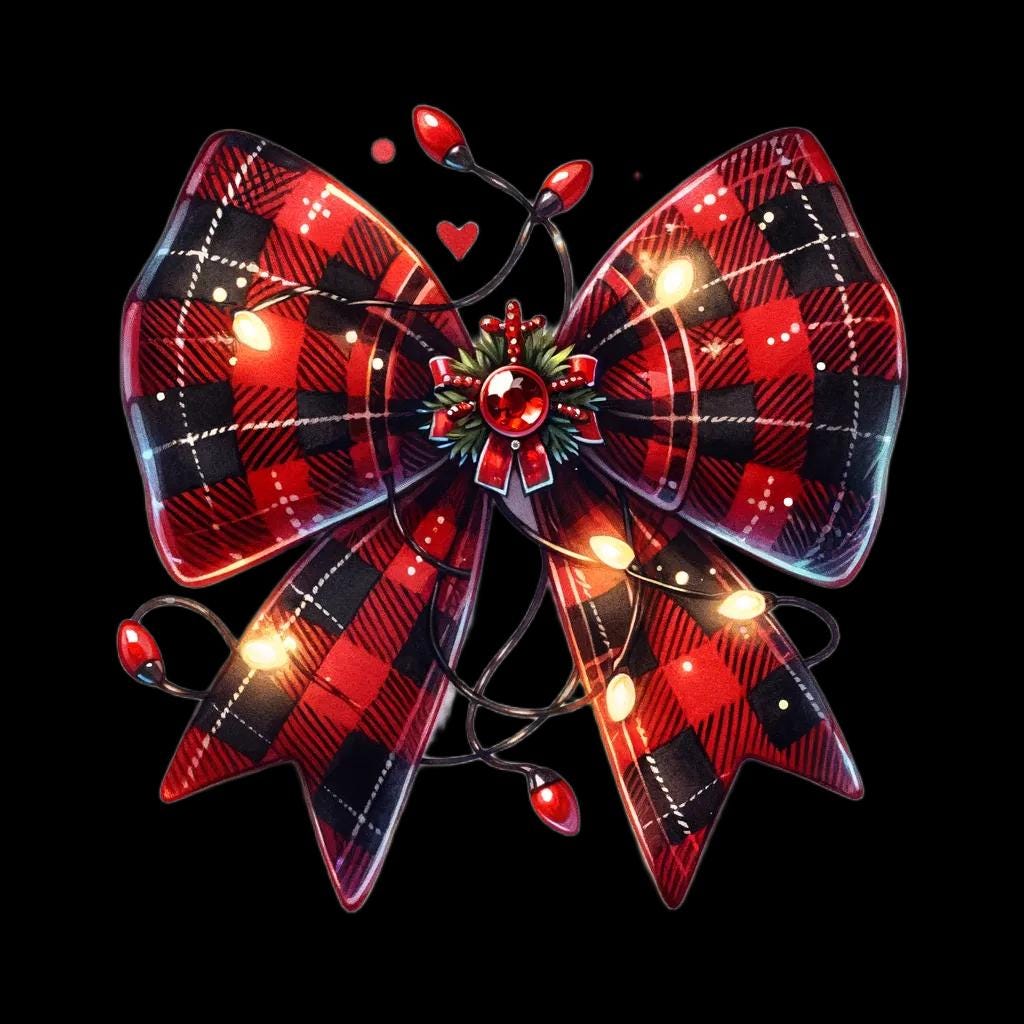 Christmas Bow Clipart,plaid Bows,printable Watercolor Clipart, High ...