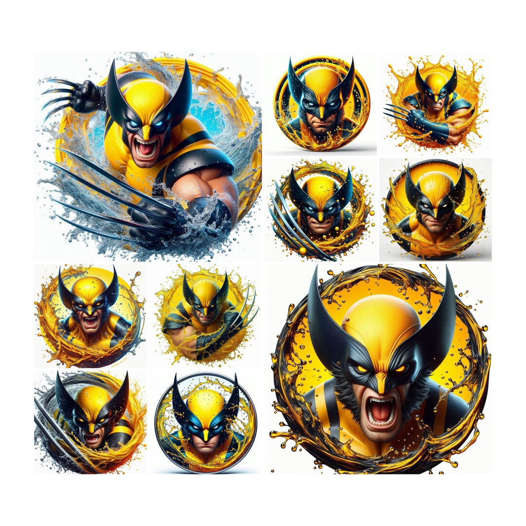10 PNG Wolverine Splash and Watercolor Digital Design PNG File for ...