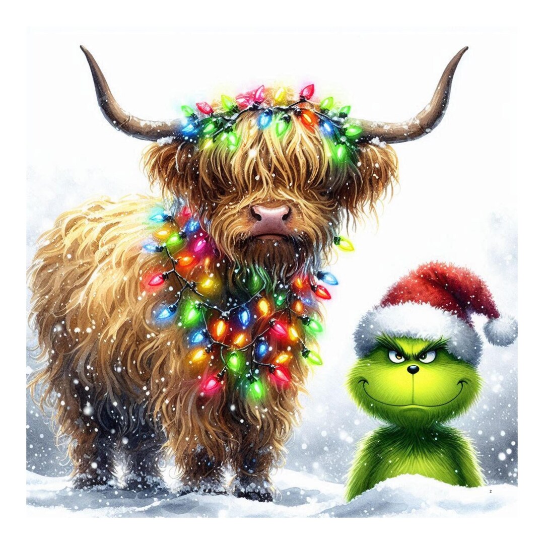 10 Grinch and Christmas Highland Cow Clipart Png, Christmas Png ...