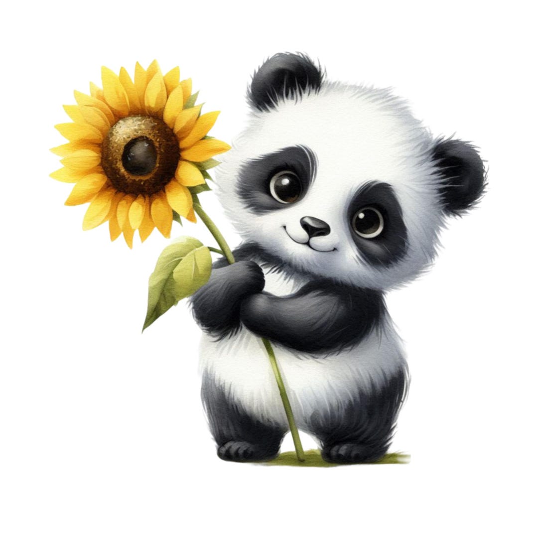 Panda and Flower Clipart - High Quality PNG - Digital Download - Card ...