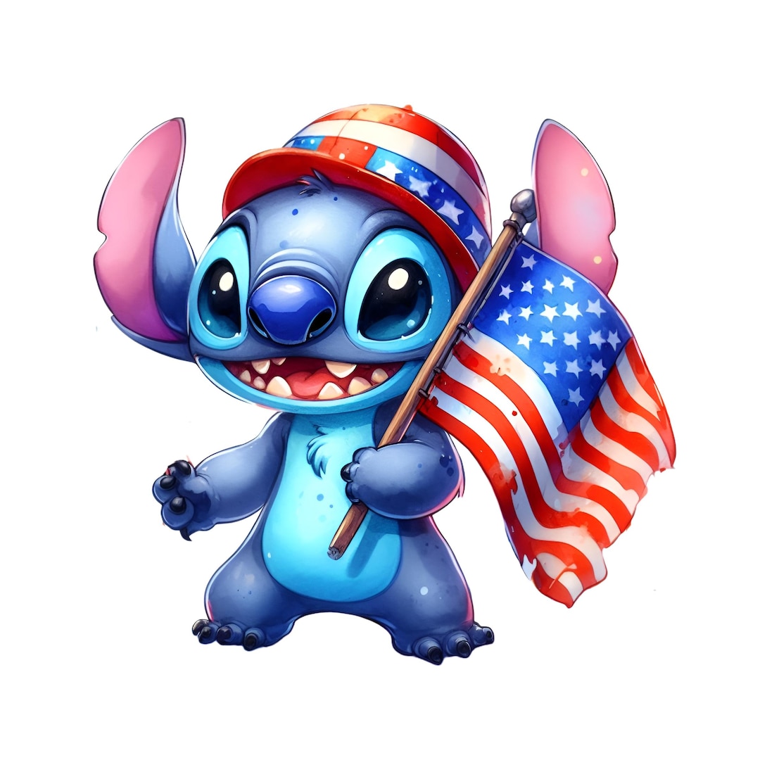 4th July PNG Stitch Watercolor Digital Design PNG File for Sublimation ...
