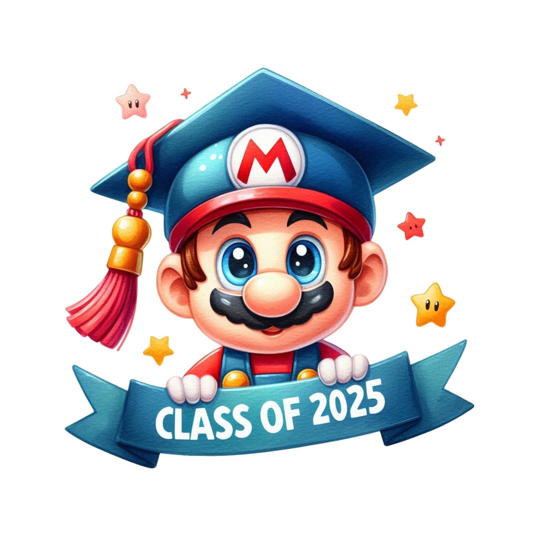 Mario Graduation PNG Image, Clipart Images, Graduation Cartoon Artwork ...