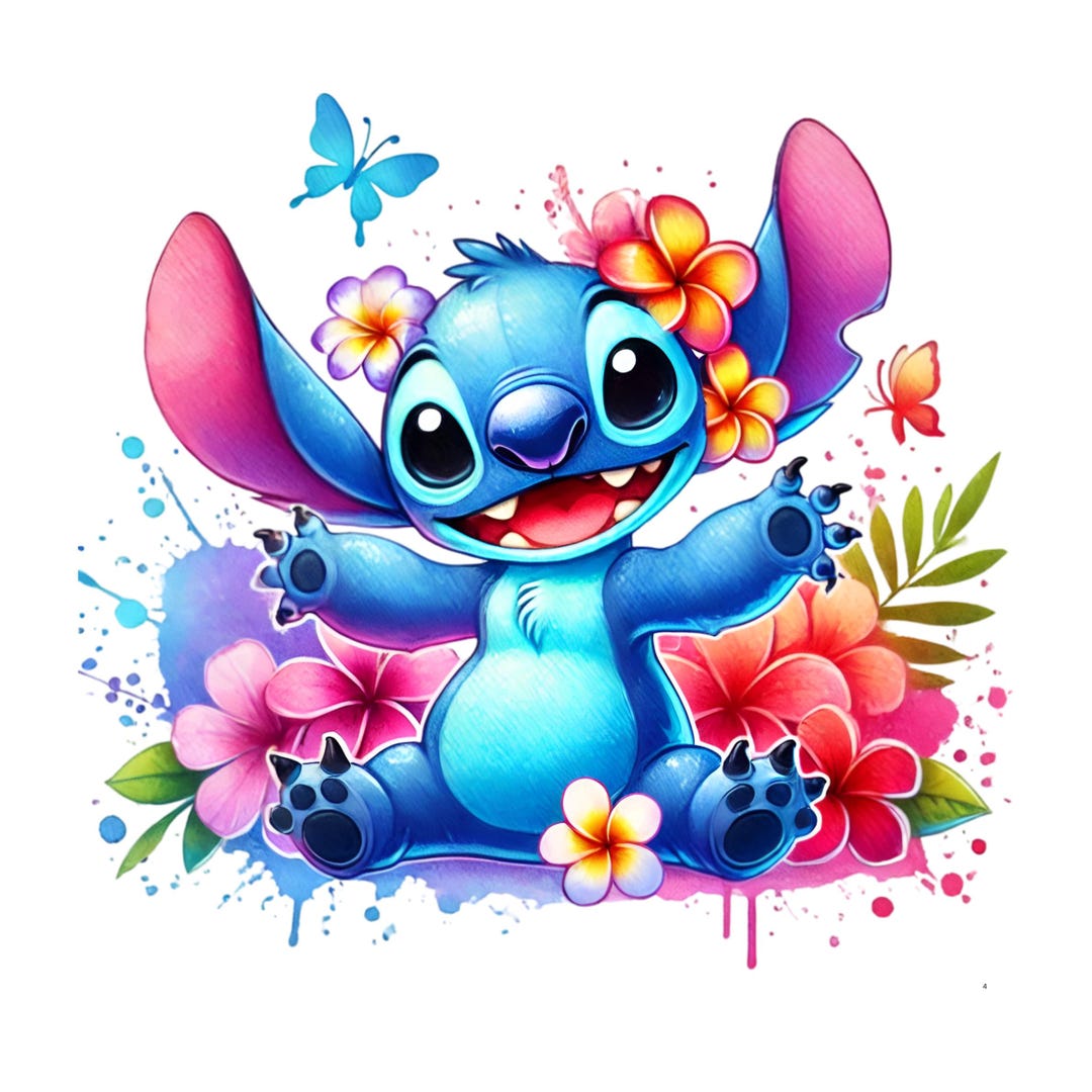 Stitch Splash and Watercolor Digital Design PNG File for Sublimation ...
