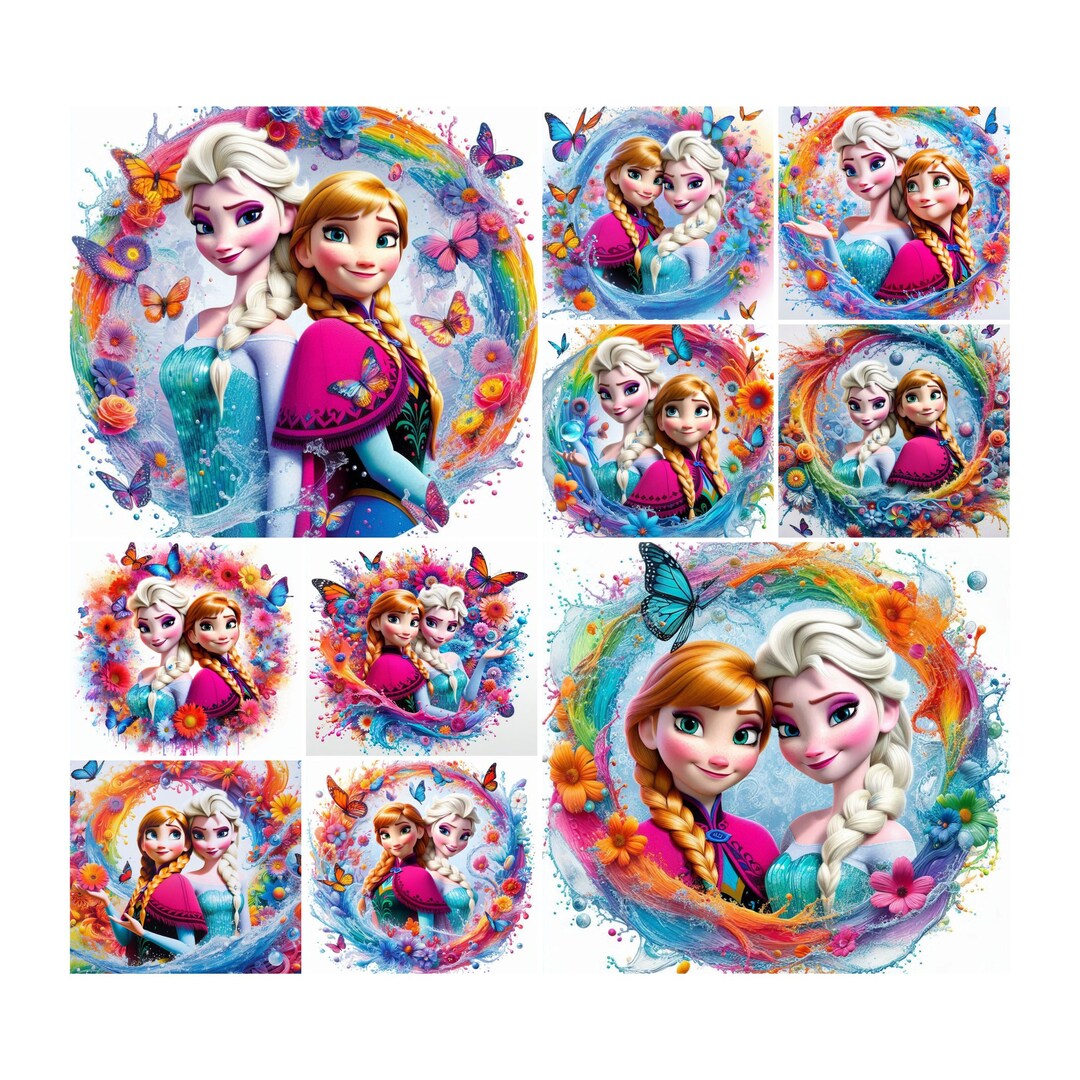10 PNG Elsa and Anna Frozen Splash and Watercolor Digital Design PNG ...
