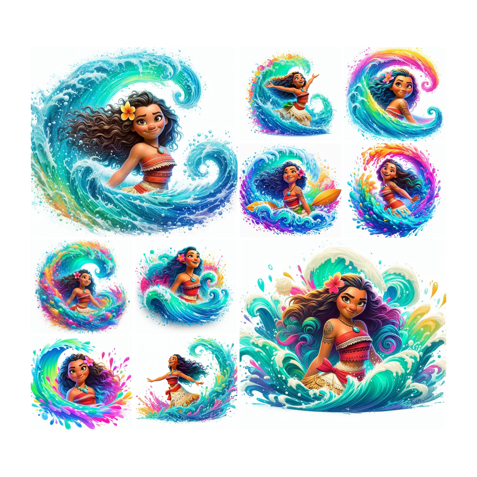 10 PNG Moana Splash and Watercolor Digital Design PNG File for ...